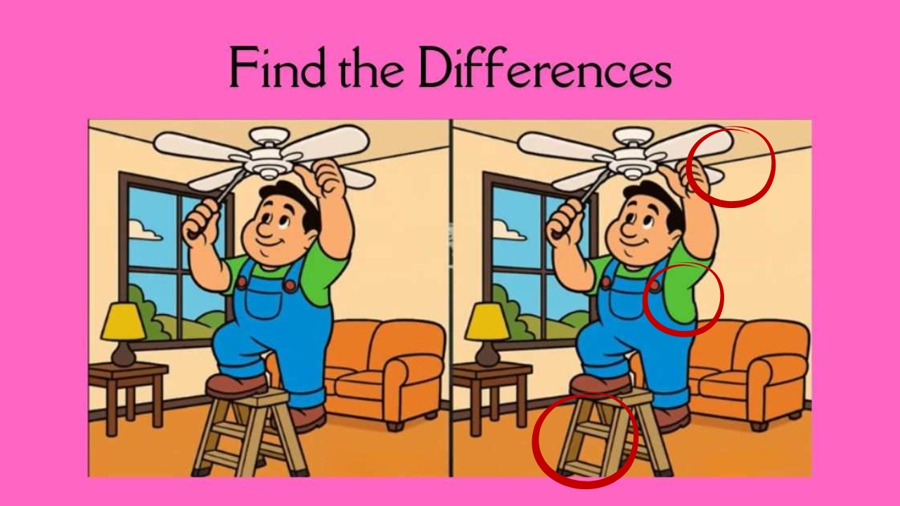 Spot the Difference Challenge: Find 3 Differences in the Man Repairing a Fan Image - Kalamandala ...