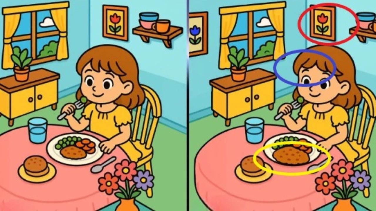 Spot the Difference Test: Find 3 Differences in the Girl Eating Fruit ...
